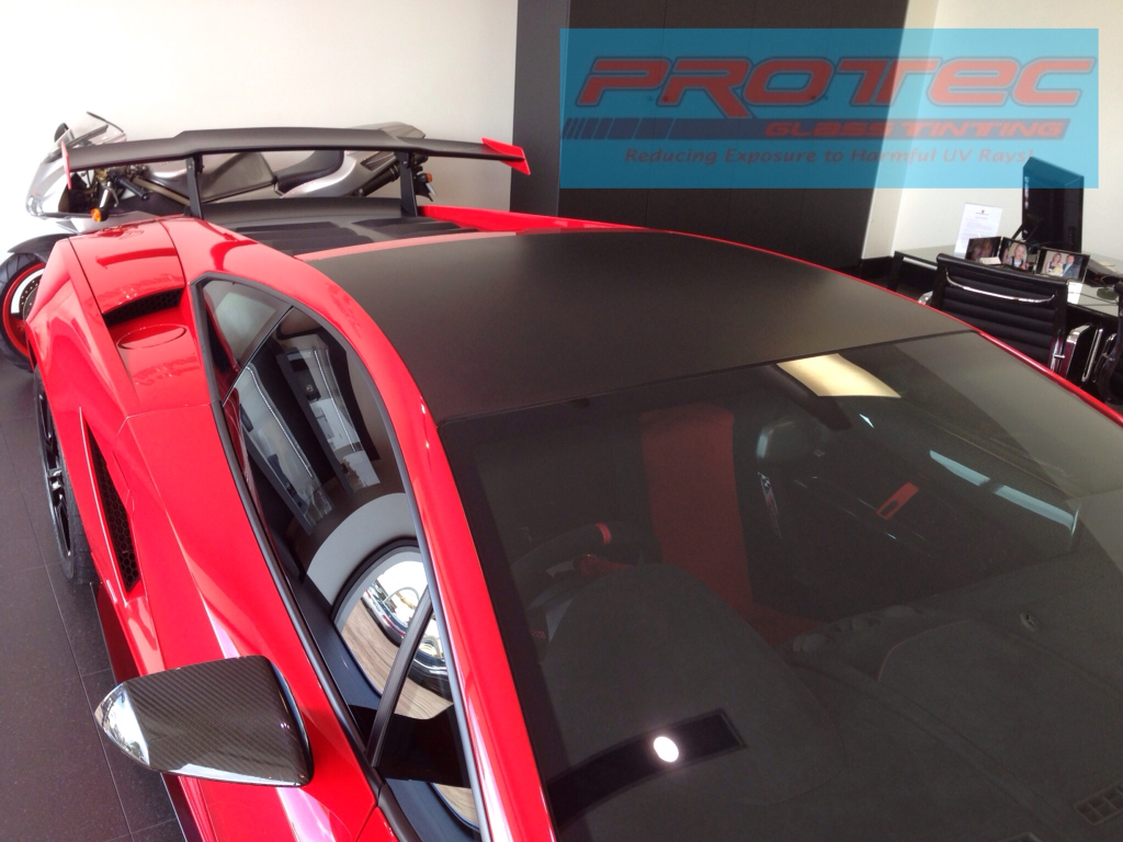 Protec Glass Tinting: Gallardo wrapped with 3M matte black and window ...