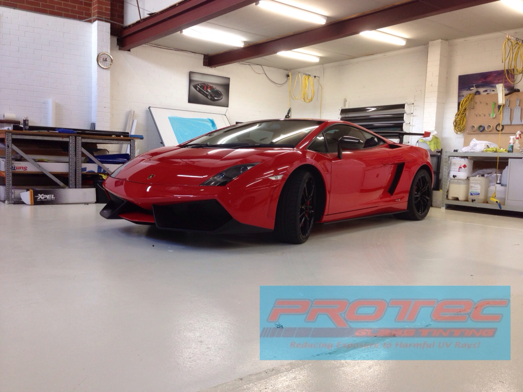 Protec Glass Tinting: Gallardo wrapped with 3M matte black and window ...
